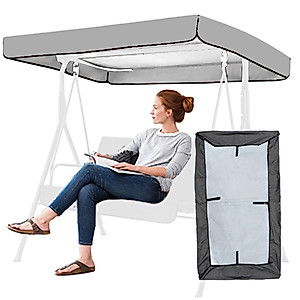 Swing Canopy Replacement, 75x47 Waterproof Swing Cover Replacement, Sunproof Outdoor Swing Cover for Garden Swing Chair Patio Hammock Grey Swing Cover Replacement Swing Cover Swing Seat Replacement