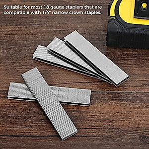 Homaisson Narrow Crown Staples, 2400 Pcs 1/4 Crown Staples for 18 Gauge Staplers, Sturdy Carbon Steel Construction Staples for Upholstery Floor Underlayment Molding