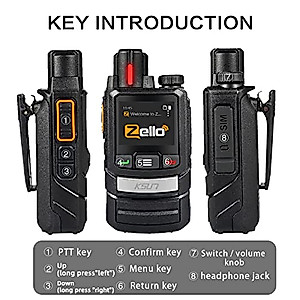 Walkie Talkie Phones Zello PTT Button APP WiFi Mobile Radio 3G/4G Network 100 Miles Long Range Smartphone GPS Android KSUN ZL60