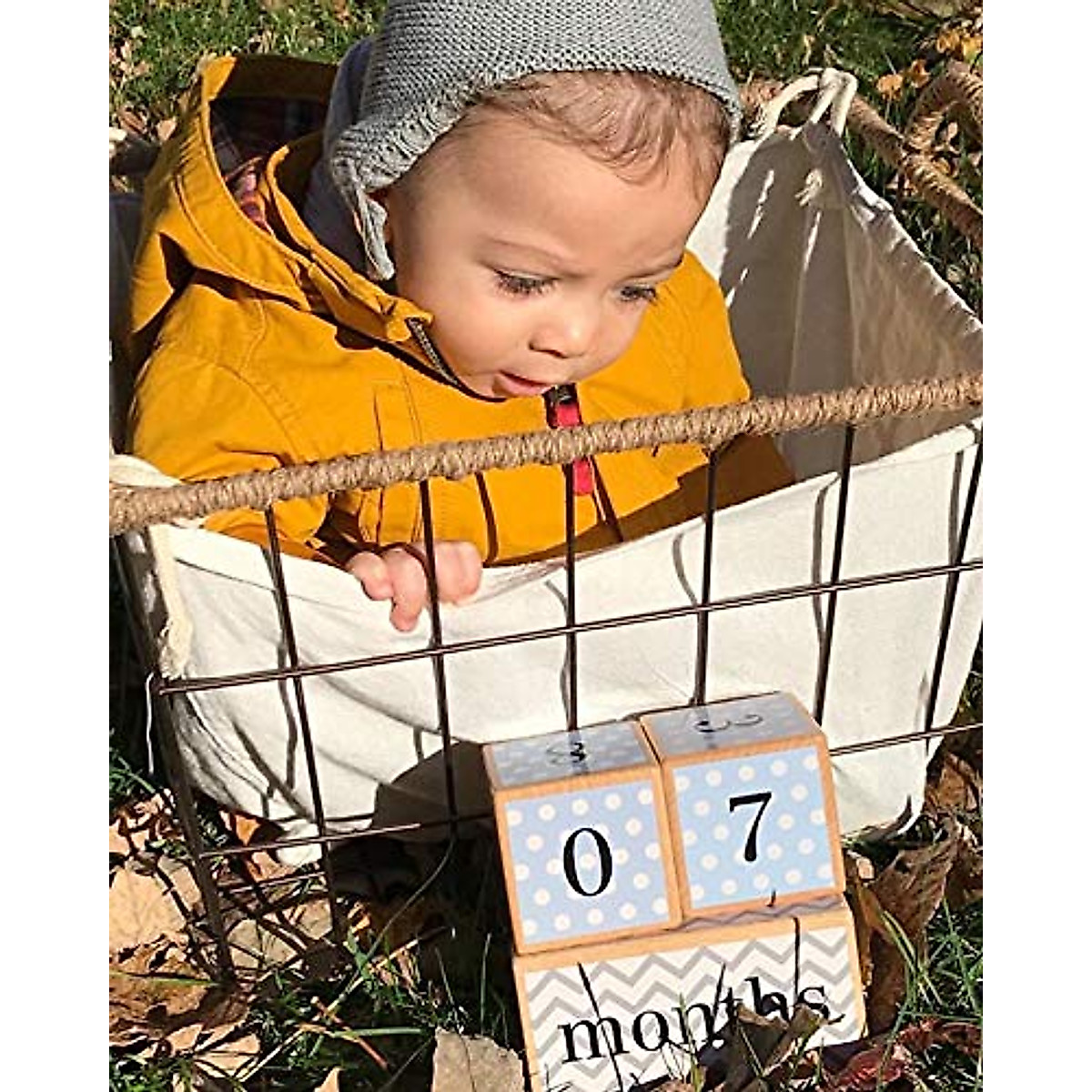 Solid Wood Milestone Age Blocks in Blue. Baby Age Photo Blocks and Photo Props…