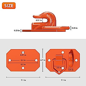 2 Pack 3/8" Tractor Bucket Hooks with D Ring - Max 15,000 lbs Grade 70 Forged Steel Bolt On Grab Hook for Tractor Bucket Accessories for Kubota, John Deere, Kiot, RV, UTV, Truck, Orange