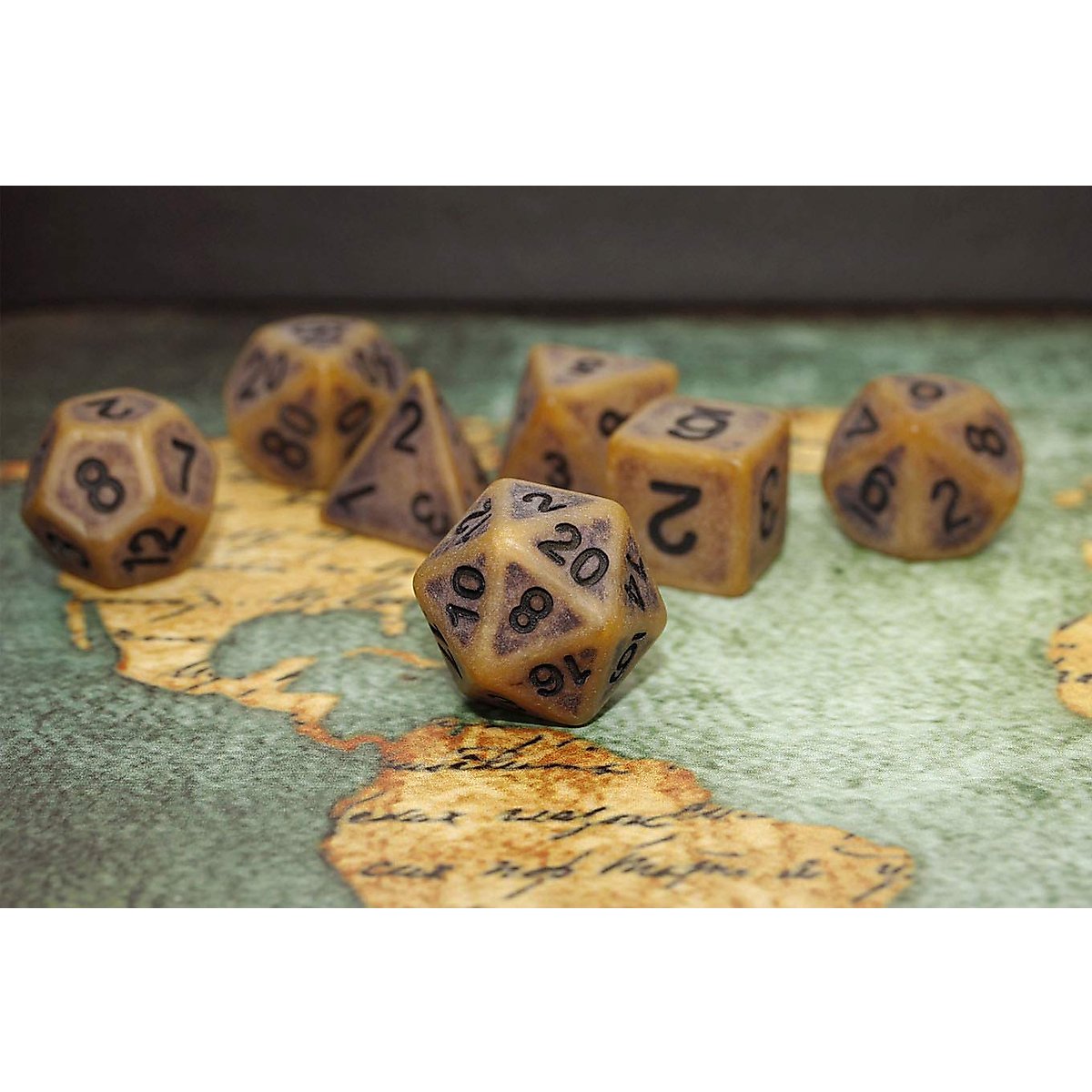 DND Dice Set Ancient RPG Dice for Dungeons and Dragons(D&D) Pathfinder MTG Tabletop Role Playing Game Polyhedral 7-Die Dice Group (Coffee Brown)