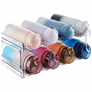 Lifewit Stackable Water Bottle Organizer for Cabinet, Freezer, Pantry - Plastic Cup Holder, Wine Racks for Kitchen Tabletop Storage, Cupboard, Office - Pack of 2, Each Rack Holds 4 Containers