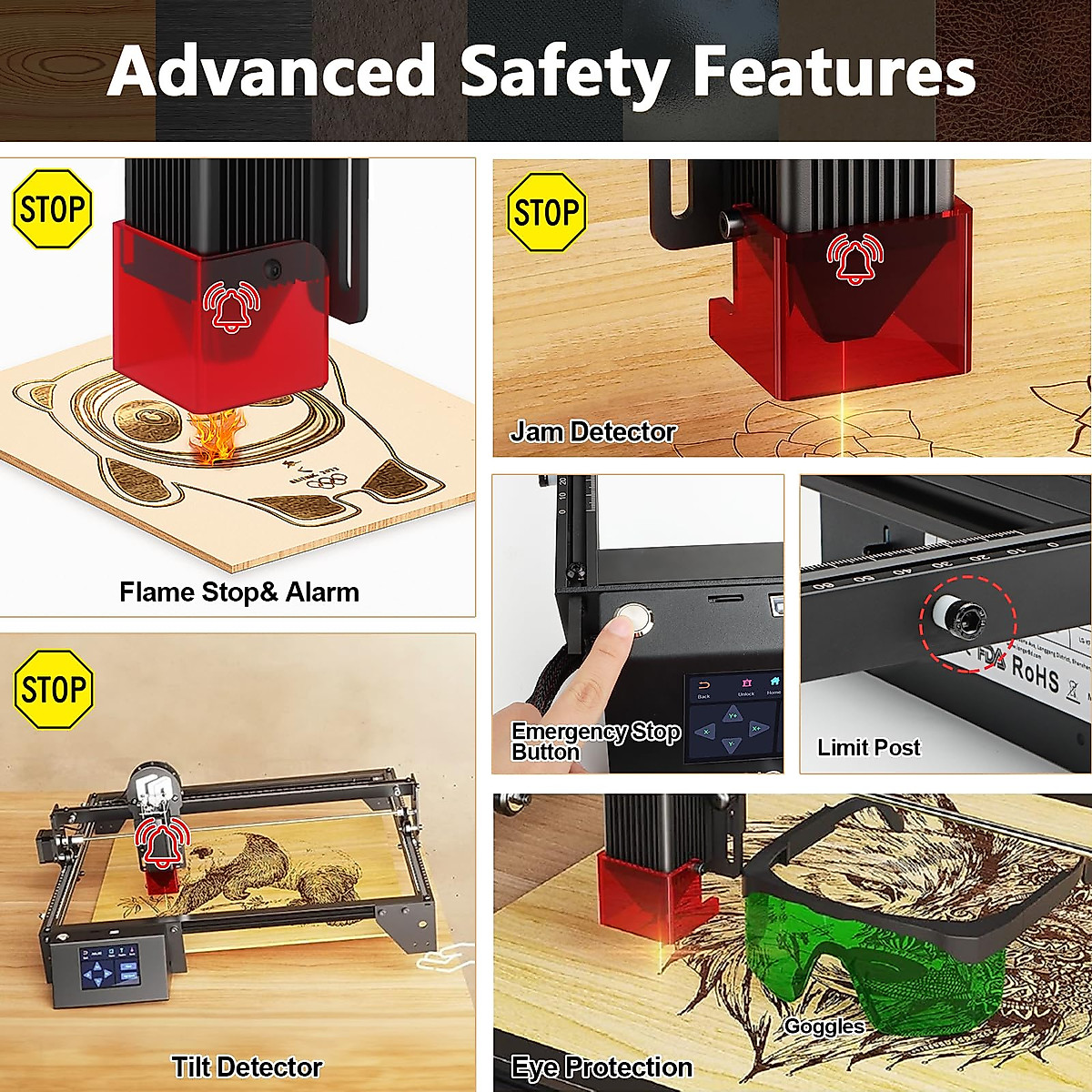Longer Ray5 Laser Engraver, Laser Engraving Machine with 3.5 Inch Touchscreen, APP Control, 40W DIY Laser Engraver and Cutter for Wood and Metal, Glass, Leather, etc, Working Area 15.7x15.7 Inch