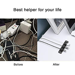 Yugoo Cable Organizer Magnetic, Magnetic Cable Clips, Cable Holder Clips Multipurpose Organizer, Desktop Cord Management for All Wires (2 Pack, Black and White)