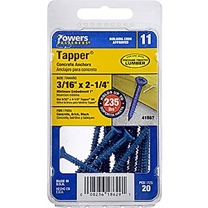 Hillman Fastener 41567 Blue Flat-Head Phillips Concrete Screw Anchor, 3/16" x 2-1/4", 20 Pieces