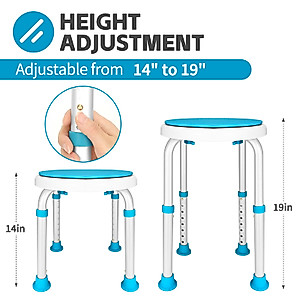 Gillion Shower Chair for Inside Shower, 360 Degree Swivel Shower Seat, Adjustable Height Shower Stool, Non-Slip Shower Bench Bathtub Seat Stool for Elderly Disabled Adults Handicap 350 lbs Capacity