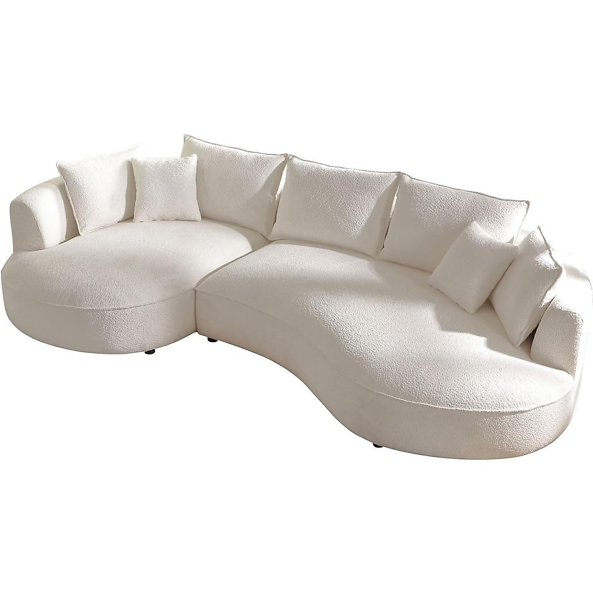 LyuHome 125'' Curved Sofa Couch for Living Room, L-Shape Modern Modular Sectional Boucle Couch with Chaise Lounge, 5-Seat Sofa Couch for Apartment Home/Office, Left-Facing, Beige