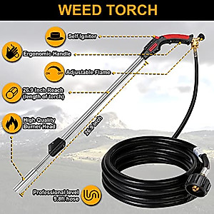 Gtonksye Propane Torch Weed Burner Kit,Blow Torch,Dual-purpose multifunctional gardening outdoor weed torch with push button Igniter and 9.8 ft hose.(Fuel Not Included)