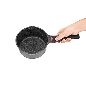 7 Inch Non Stick Sauce Pan with Glass Lid & Pour Spout - Lightweight 1.8 Quart Ceramic Coated Saucepan - Multipurpose Induction Compatible PFOA Free Small Cooking Pot with Stay Cool Handle (Black)