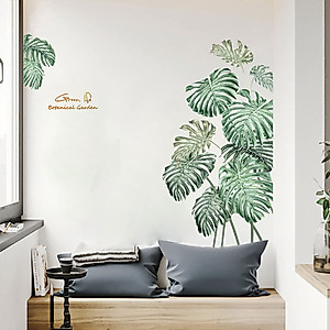 DALJIAFA Big Green Leaf Wall Stickers Tropical Plant Leaves Window Decals Wall Murals Wall Art Decor Sticker for Kids Home Living Room Bedroom Nursery Playroom Jungle Party Decor Decorations Supplies