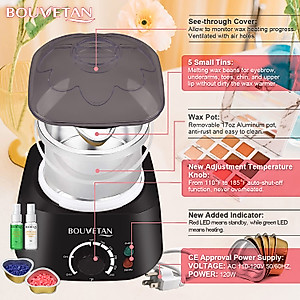 Waxing Kit, 2 LEDs Bouvetan Wax Warmer Hair Removal Wax Kit with 14oz Hard Wax Beans for Full Body, Women Wen At Home Hard Bead Waxing Kit