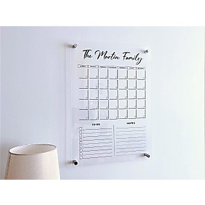 Acrylic Family Planner Wall Calendar - Personalized Calendar 2024, Personalized Dry Erase Board, Dry Erase Calendar, Monthly and Weekly Calendar