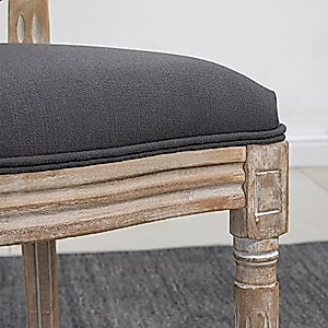 HOMCOM French-Style Upholstered Dining Chairs Set of 2, Armless Accent Side Chairs with Linen-Touch Upholstery, Set of 2, Grey
