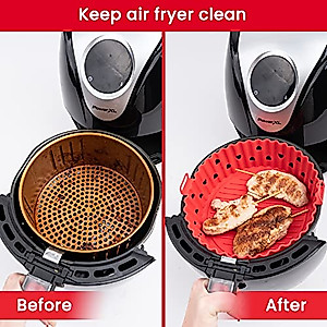 Silicone Air Fryer Liners 7.5 Inches - Reusable Silicone Air Fryer Liners - Silicone Fryer Basket Heat Resistant Liners - Fits 3 to 5 l Round Pot Air Fryers - Non-Stick Air Fryer Oven Accessories