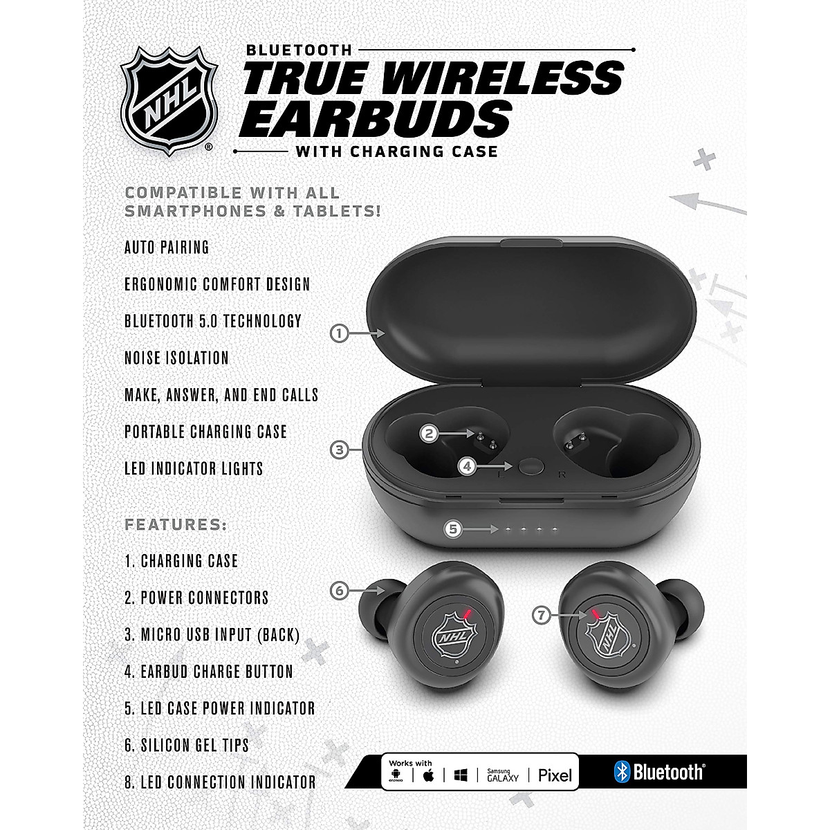 NHL Anaheim Ducks True Wireless Earbuds, Team Color