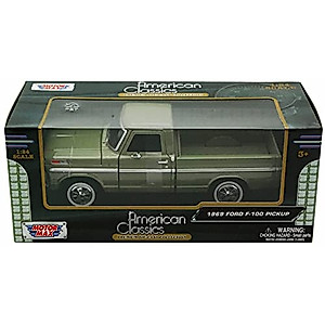 1969 Ford F-100 Pickup, Green - Motormax Premium American 79315 - 1/24 Scale Diecast Model Car by Motor Max