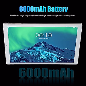 FOLOSAFENAR HD Tablet, Support 4G Calling US Plug 100‑240V 6GB RAM 128GB ROM 10.1in HD Tablet 6000mAh for Studying for Working (Silver)