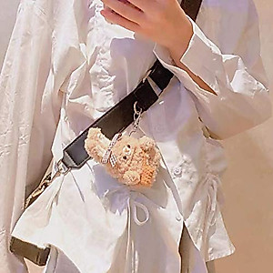 Ubest Cute Soft Hand Made Knit Fur Fluffy Rabbit Bunny Cartoon Animals Case Animal Plush Doll Compatible with Airpods2 Airpods Cartoon Headphones Cover for Girls Brown Best Gift