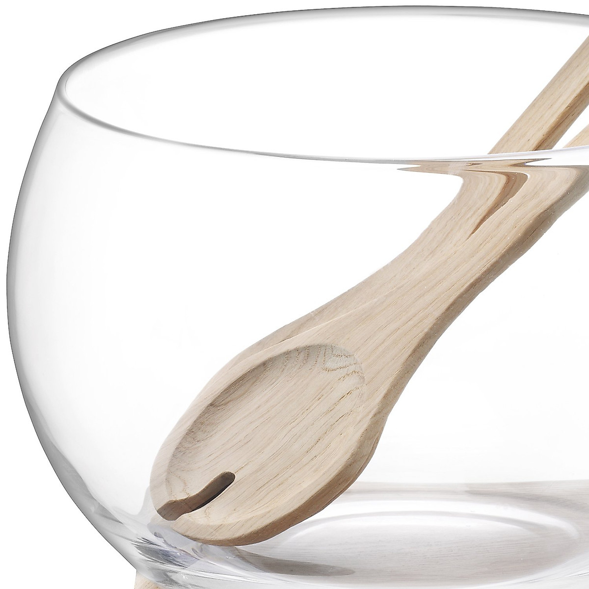 LSA International Serve Salad Set & Oak Base, Ø10.75 in, Clear