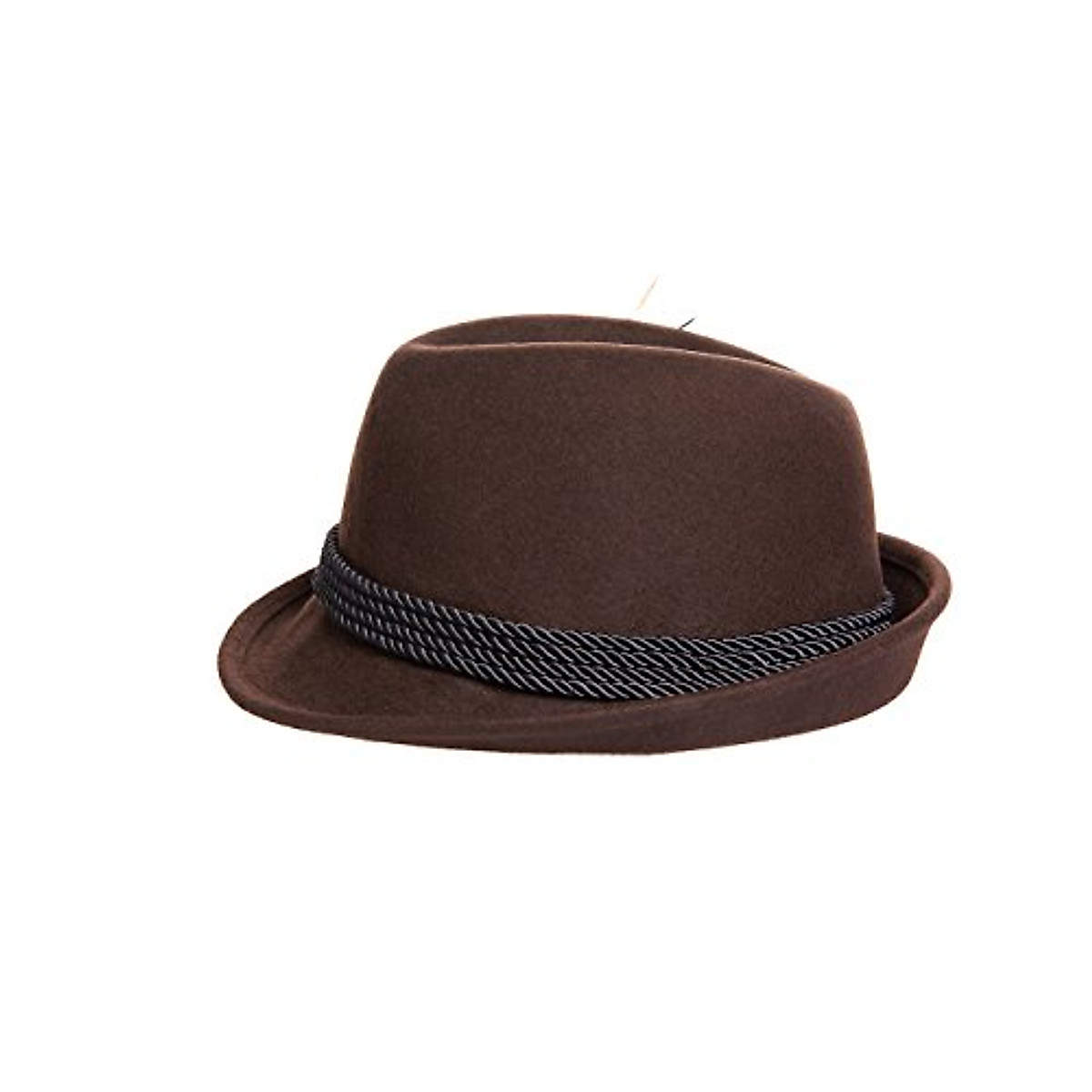Alpine Holiday Oktoberfest Wool Bavarian Fedora Hat - Brown Color - Size Large (L)