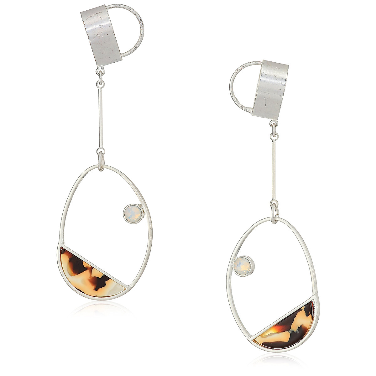 Danielle Nicole Balancing Act Womens Hangin' Out Drop Earrings, Worn Silver/White Opal/Brown Resin
