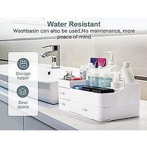 Makeup Organizer with Drawers,Large Capacity Countertop Organizer for Vanity,Bathroom and Bedroom Desk Cosmetics Organizer for Skin Care,Brushes, Eyeshadow, Lotions, Lipstick, Nail Polish and Jewelry