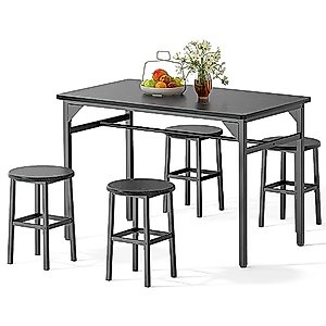 Qsun 5-Piece Dining Table and Chairs Set for 4, Kitchen Table Set for Kitchen, Dining Room, Breakfast Nook and Home Bar, Dining Table Set for Small Apartment, Black
