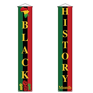 Pudodo Black History Month Porch Banner African American February Festival Holiday Front Door Sign Wall Hanging Party Decoration