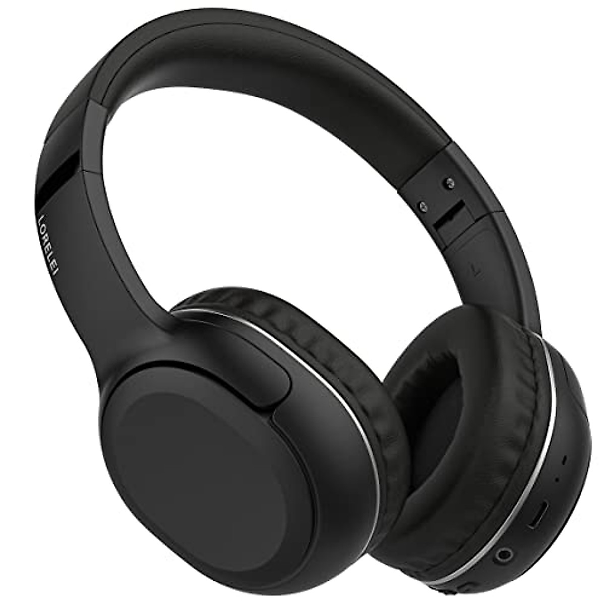 LORELEI B-C5 Wireless Headphones Bluetooth On-Ear Headset Bulit in Microphone, 30H Playtime,BT 5.3 Lightweght Foldable Headphones for Tablet/Ipad/Travel/Kids/Teens/Adult (Space Black)