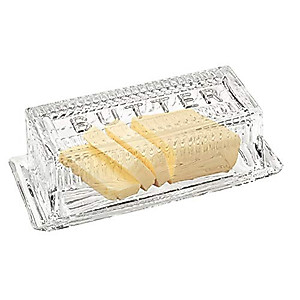 Bezrat Glass Butter Dish with Lid | Classic 2-Piece Design Butter Keeper | Covers and Holds a Standard Stick of Butter | Dishwasher Safe