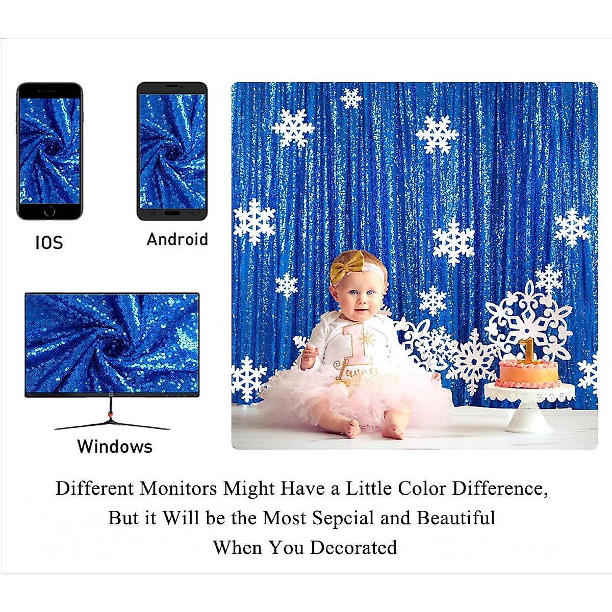 Fabric by The Yard 1 Yard Royal Blue Sequin Fabric Glitter Embroidery Fabric by The Yard Material for DIY Sewing Curtain Backdrop Tablecloth Table Linen Runner Clothes (Royal Blue)