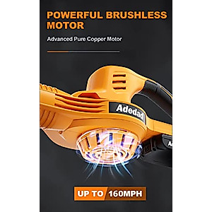 Adedad Cordless Leaf Blower with Battery and Charger 160 MPH Lightweight Blowers for Lawn Care Battery Powered Leaf Blower 2.0AH Battery - New Version More Powerful