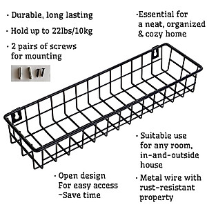 Hanging Wire Basket - Hanging Wall Basket, Hanging Baskets for Kitchen, Wall Basket Decor, Wall Shelves, Wall Rack, Spice Rack, Spice Storage Shelf, Wire Baskets for Organizing, Wire Shelving Unit
