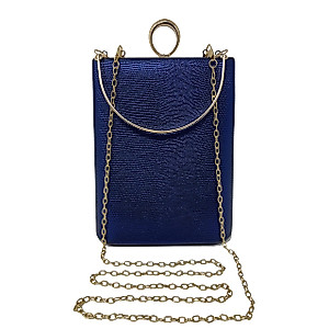 Cirilla Women Snake Pattern Evening Bag Clutch Purse Crossbody Bag with Ring-style lock for Wedding Cocktail Party Banquet (navy)