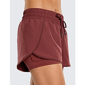 CRZ YOGA Women's Mid Waisted Workout Running Shorts with Liner 3'' - 2 in 1 Athletic Sport Tennis Gym Shorts Zip Pocket Black Small