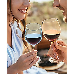 OMITA Colored Crystal Wine Glasses with Stem, Set of 4, Hand-Blown 15.72 oz - Italian Style for Red & White Wine - Elegant Drinkware for Parties & Gifts