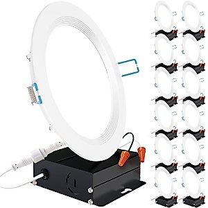 Sunco Lighting 12 Pack 6 Inch Ultra Thin LED Recessed Ceiling Lights Slim, 4000K Cool White, Dimmable 14W, Baffle Trim Damp Rated, Canless Wafer Thin with Junction Box - Energy Star