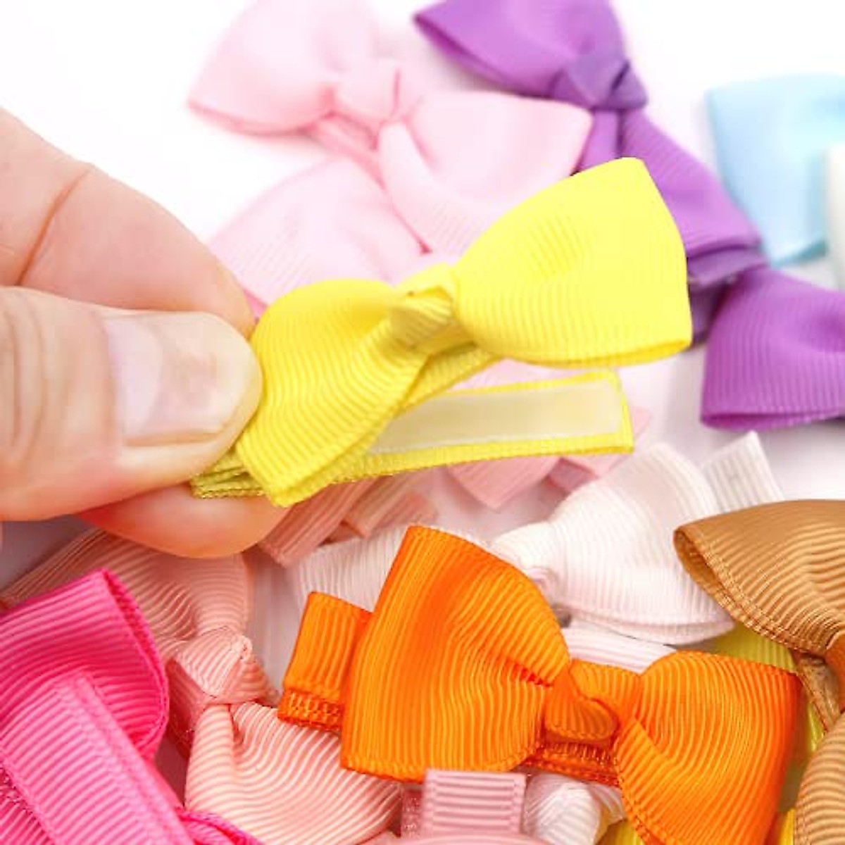 CELLOT Baby Hair Clips Baby Girls Fully Lined Baby Bows Hair Pins Tiny 2" Hair Bows Alligator Clips for Girls Infant Toddlers (2 Inch (Pack of 50), 25 Colors In pairs)
