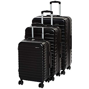 Amazon Basics 3-Piece Set Hardside Spinner, Black