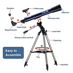 ESSLNB Telescope for Adults 700X70mm with K4/10/20 Eyepieces 525X Telescopes for Kids and Beginners Erect-Image Refractor Telescope with Stainless Steel Tripod Phone Mount and Red Dot Finderscope