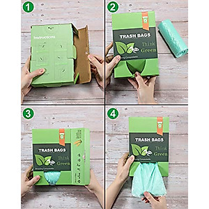 8 Gallon Biodegradable Trash Bags, AYOTEE Garbage Bags 8 gallon, Compostable Medium Trash Bags, Unscented Leak Proof Bags for Office, Home, Bathroom, Car, Kitchen(Green)