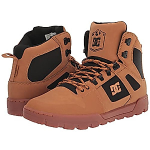 DC Men's Pure High-Top Water Resistant Boot Skate Shoe Snow, Wheat/Black, 12