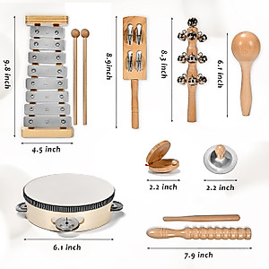 Toddler Musical Instrument Toys, Kids Wooden Percussion Music Instruments Set for Toddlers, Preschool Education Early Learning Baby Musical Toys for Boys and Girls