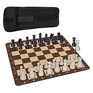LEAP Chess Set Roll up with Board 1MM Supper Thickness | Portable Mousepad Silicone Material | Chess Pieces and Carrtying Bag | Non-Slip Fold Back or Roll up Gift Chess Set
