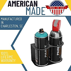 Koova 2 Aerosol  Spray Can Holder | Easy Install Wall Mount | Heavy-Duty Powder Coated Steel Storage Rack for Garage & Home | Craft Workspace Paint Bottle Organizer | Hardware Included | USA Made