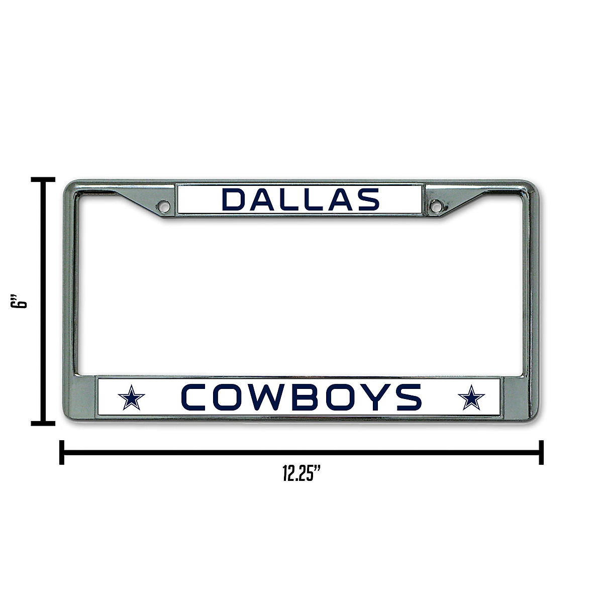 Rico Industries NFL Dallas Cowboys Standard Chrome License Plate Frame, 6 x 12.25-"