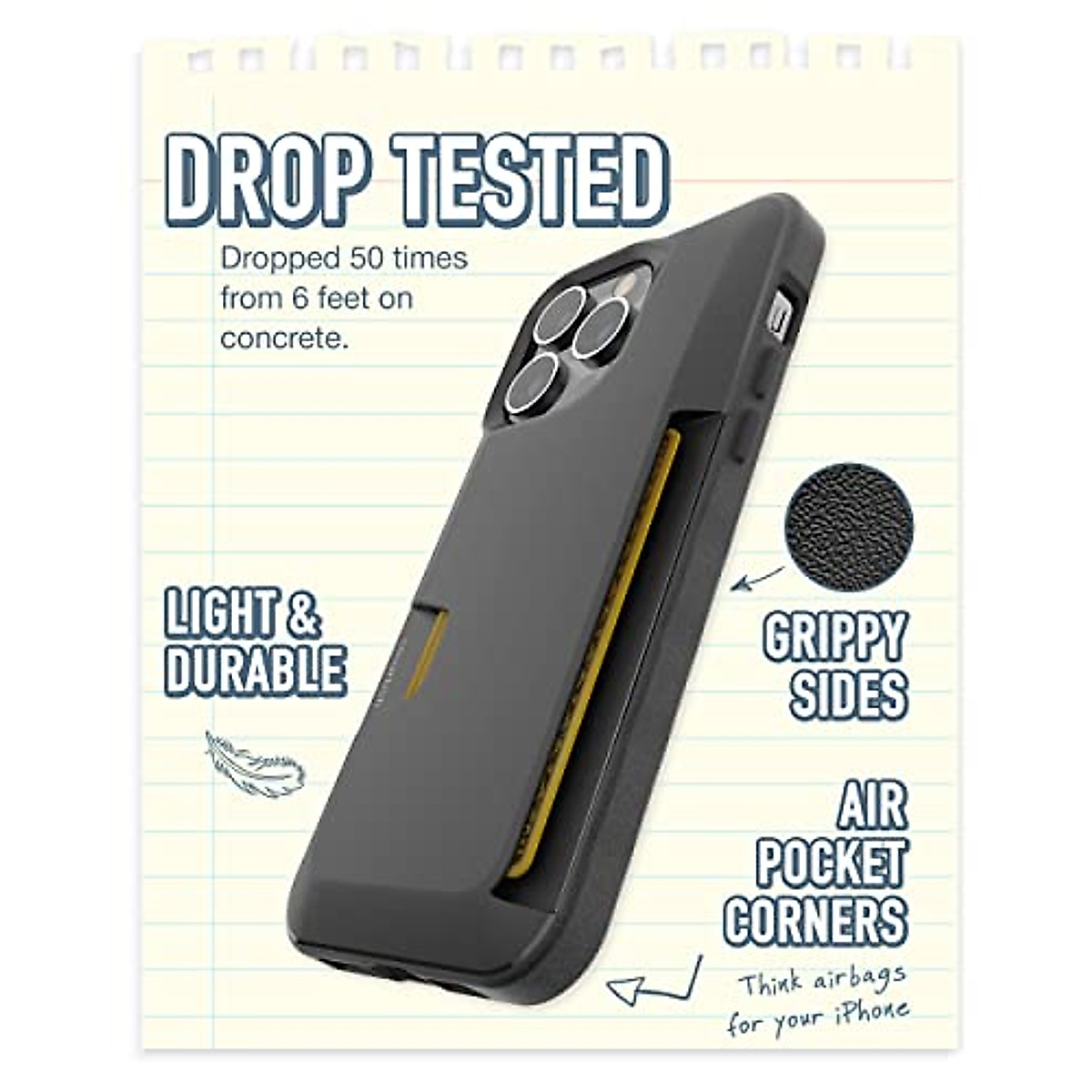 Smartish iPhone 14 Pro Max Wallet Case - Wallet Slayer Vol. 1 [Slim + Protective] Credit Card Holder - Black Tie Affair