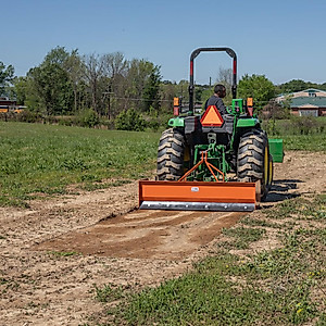 Titan Attachments 3 Point 7FT Rear Box Blade Scraper Grader, Category 0 and 1 Hitch Tractor Attachment, 7 Scarifier Teeth, Reversible Cutting Edge
