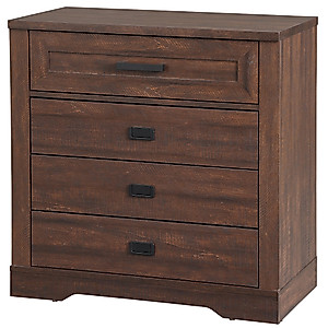 WAMPAT Kids Dresser for Bedroom, Baby Dresser with 4 Drawers Storage Organizer for Toddler Child with Wood Top Metal Frame for Living Room, Nursery, Closet, Apartment,Rustic Brown